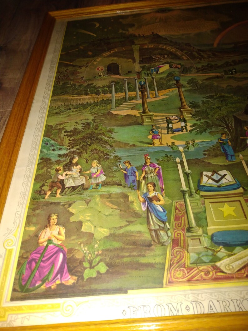 From Darkness Into Light Antique Masonic Lithograph - Etsy