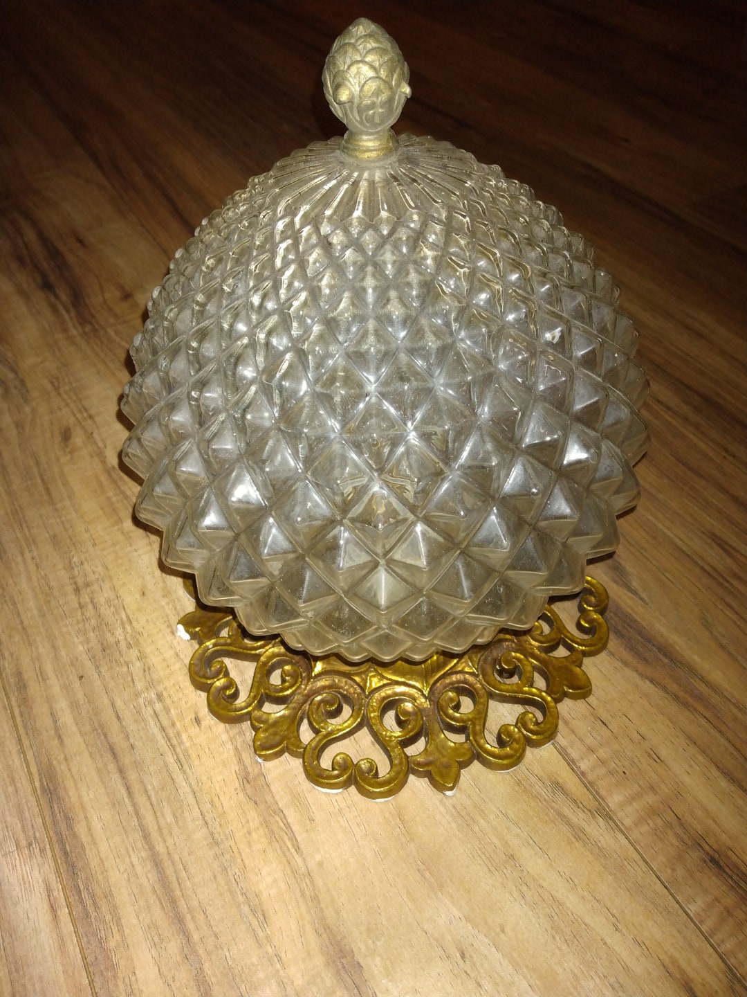 Vintage Acorn Shaped Geometric Glass Light Fixture - Etsy