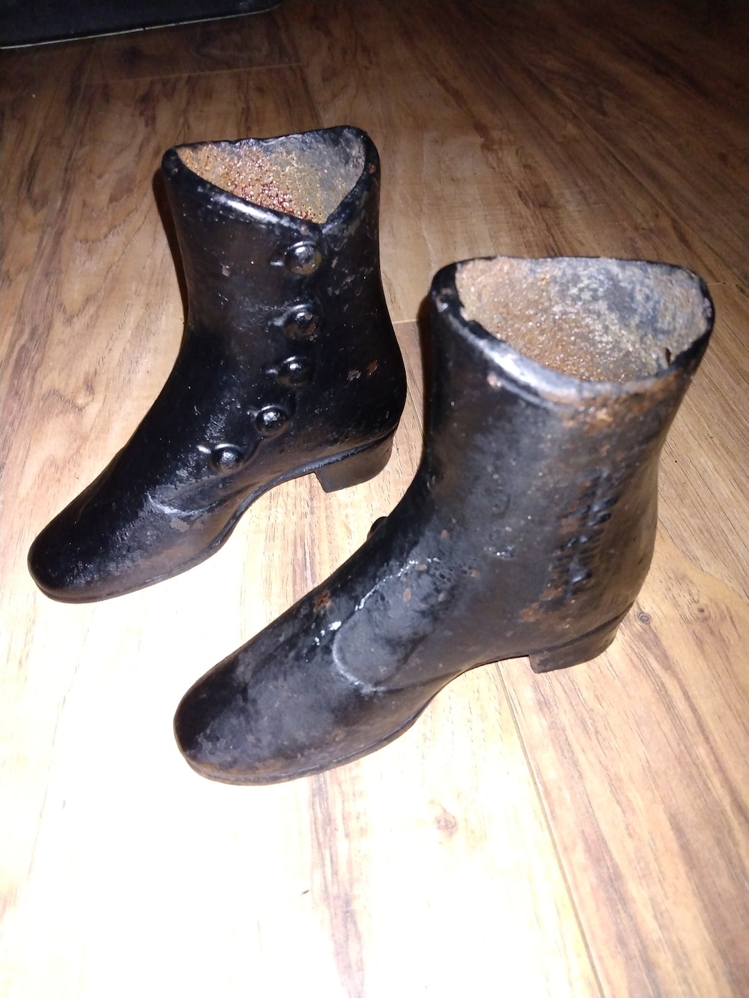 Pair of Antique Cast Iron Victorian Boots - Etsy