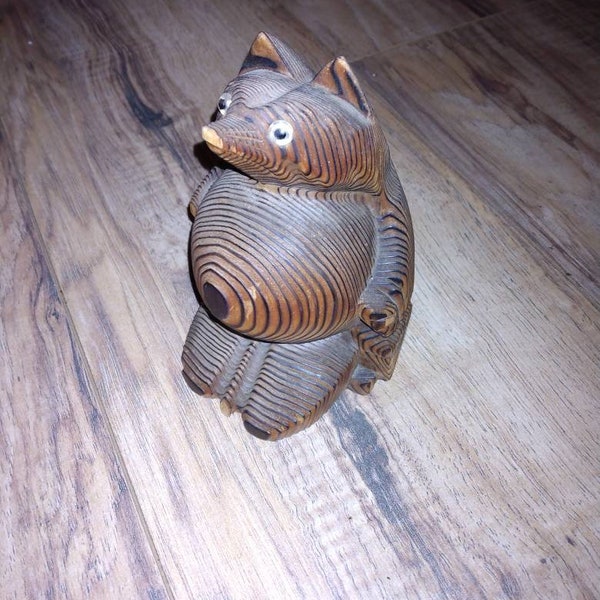Wood Carved Tanuki - Etsy