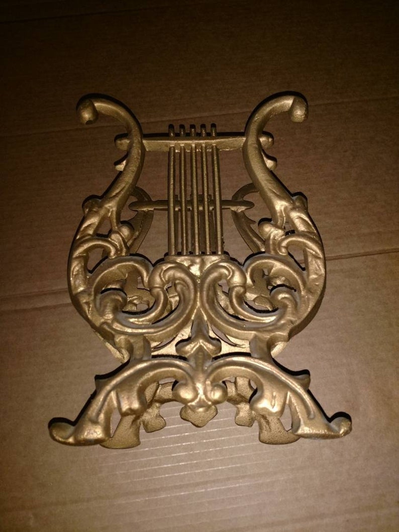Vintage Cast Iron Feel Gold Tone Musical Lyre Magazine Rack | Etsy