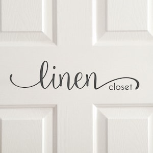 Linen Closet Decal, Laundry Storage Room Door Vinyl Sign, Home Decor ...