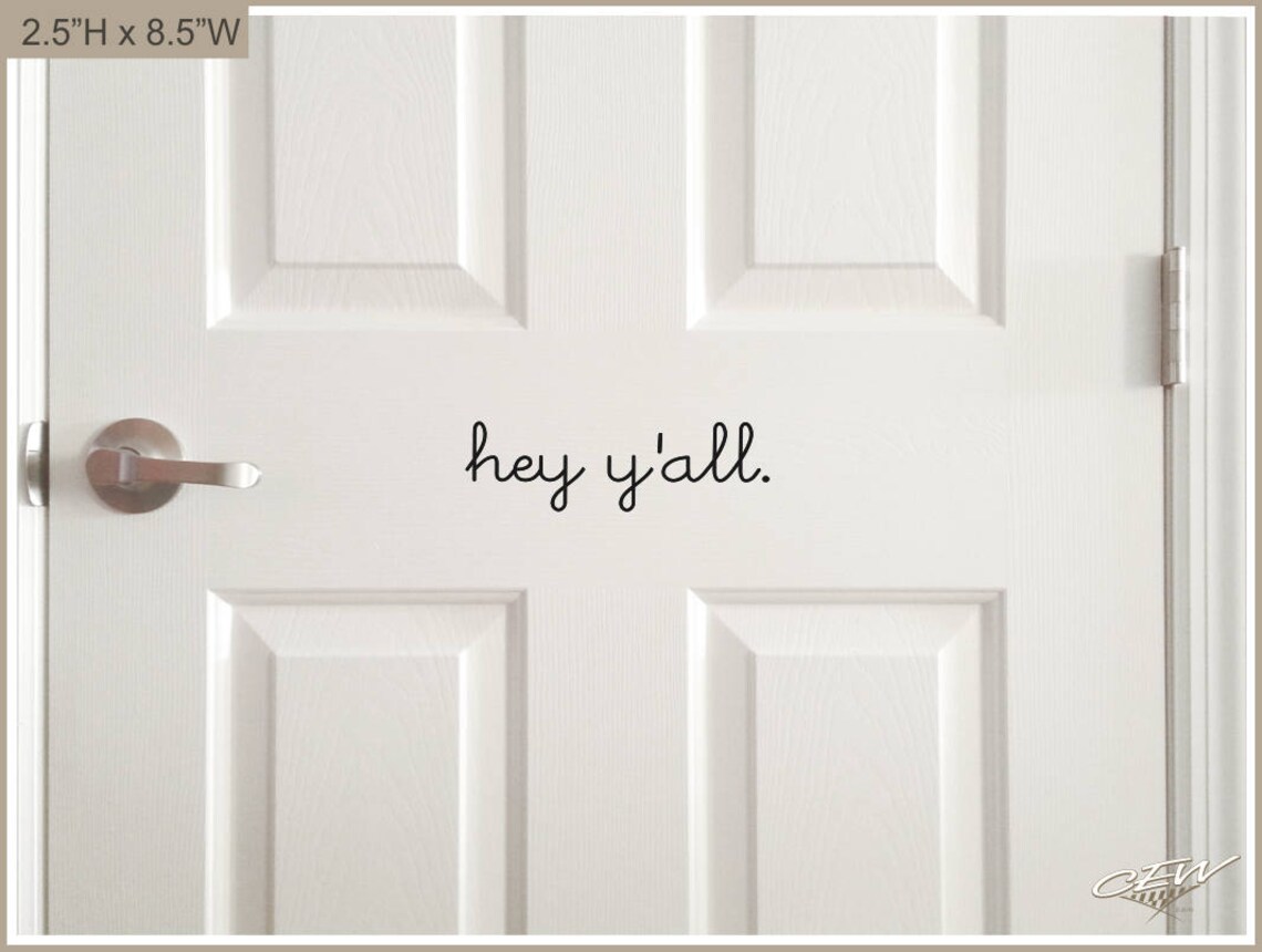 Hey Y'all Front Door Decal, Hello Vinyl Letters, Cute Welcome Sticker ...
