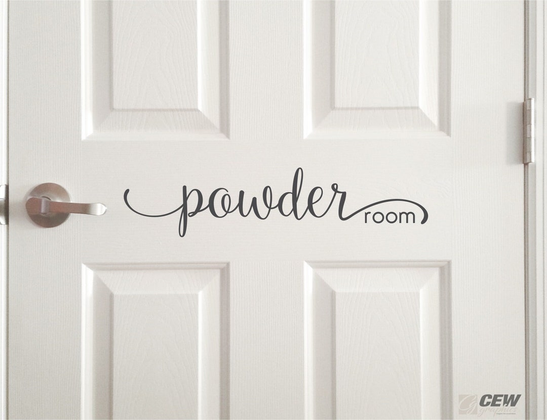 Powder Room Decal, Washroom Vinyl Decal Sign, Bathroom Sticker Label ...