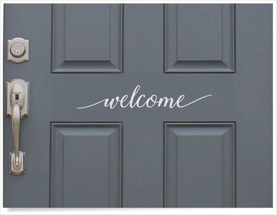 Welcome door decal front door decor cute welcome sticker | Etsy