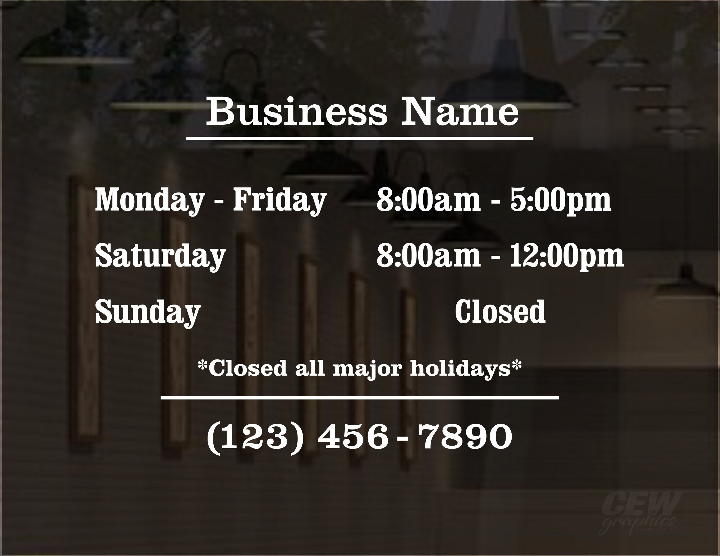Store Hours Decal With Company Name, Business Hours of Operation ...
