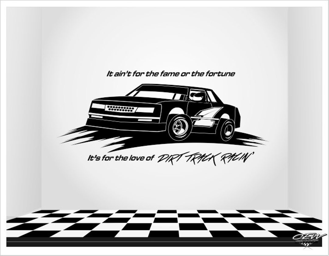 Racing Wall Decal, Unique Racecar Wall Decor, Custom Dirt Track Sticker ...