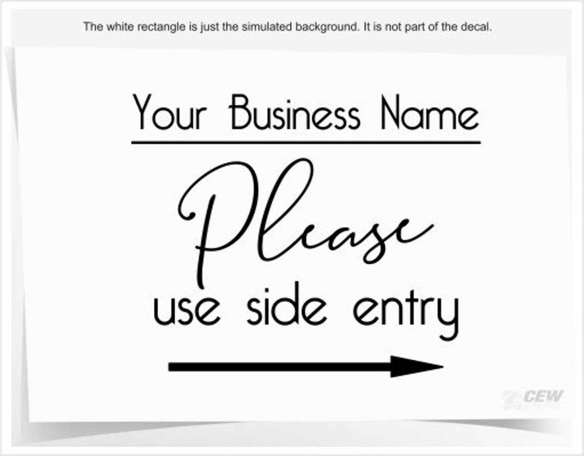 Please Use Side Entry Door Decal With Arrow, Business Name Vinyl ...