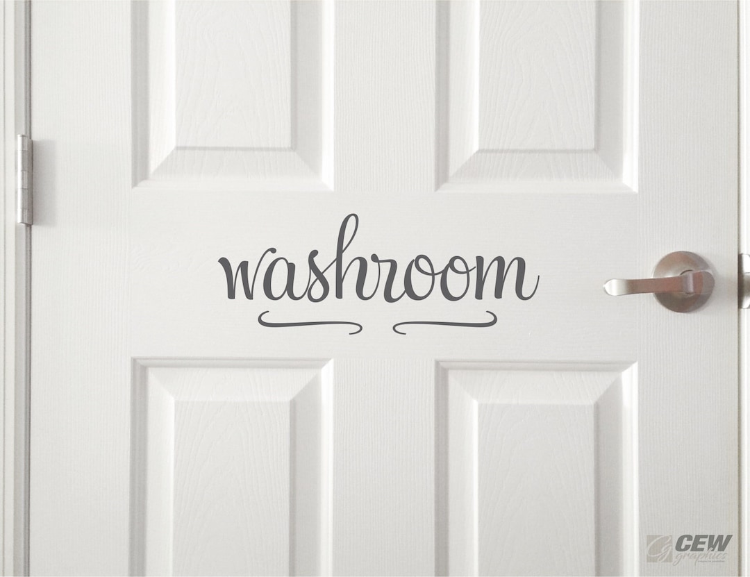 Washroom Decal, Wash Room Vinyl Sticker Label, Bathroom Door Sticker ...