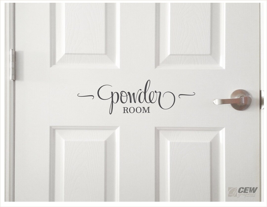 Powder Room Decal, Washroom Vinyl Decal, Bathroom Door Sticker Quote ...