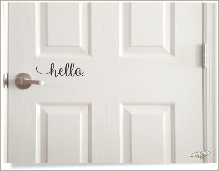 Hello door decal cute hello sticker greeting for home | Etsy