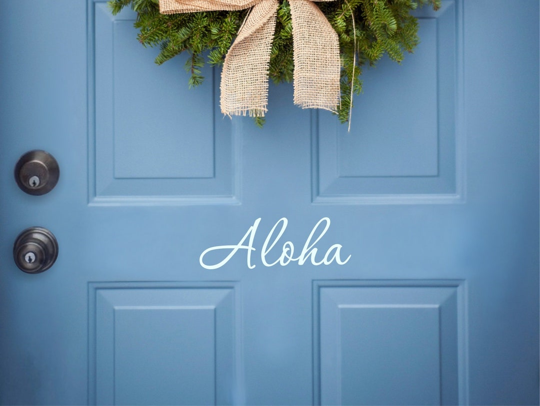 Aloha Front Door Welcome Decal, Hawaii Decor House Door Sticker Letters ...