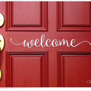 Front Door Welcome Decal, Cute Welcome Sticker Greeting for Home, House ...