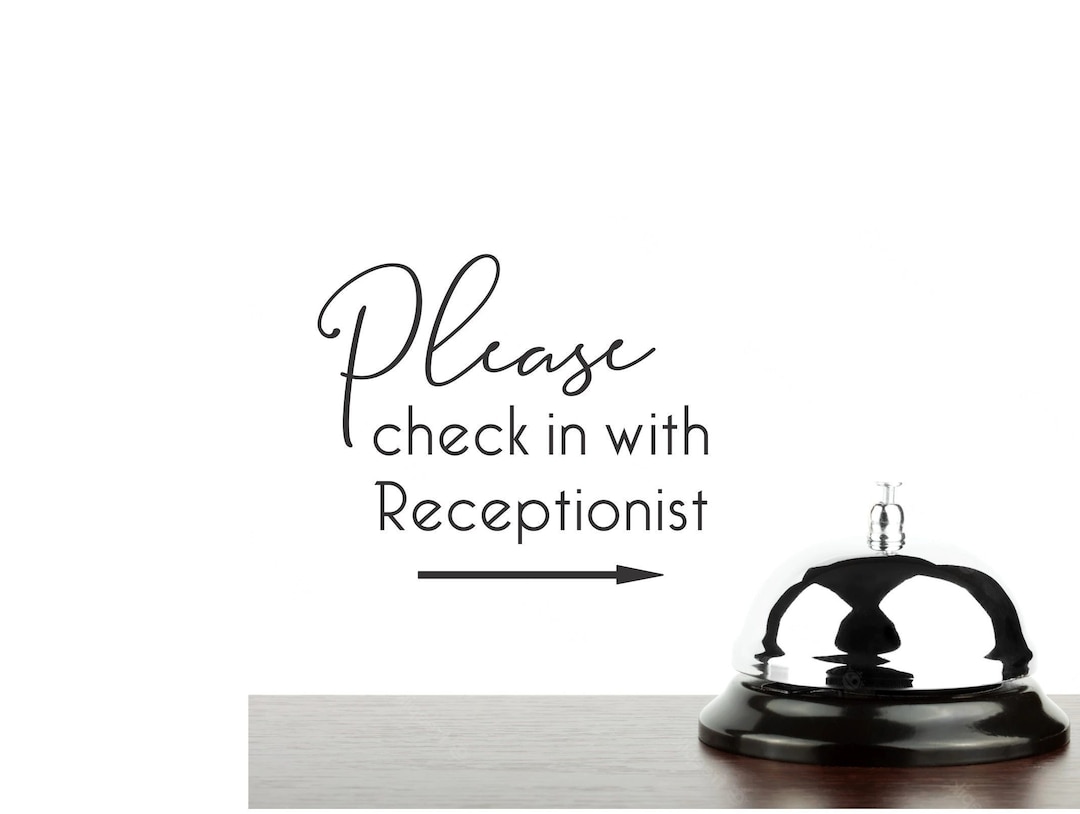 Please Check in With Receptionist Decal and Arrow, Front Desk ...