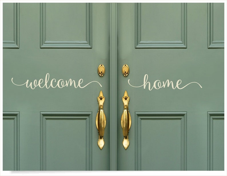 Front double door welcome home decal welcome sticker greeting | Etsy