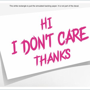 I Don't Care Vinyl Decal, Funny Car Sayings, Funny Window Sitcker ...