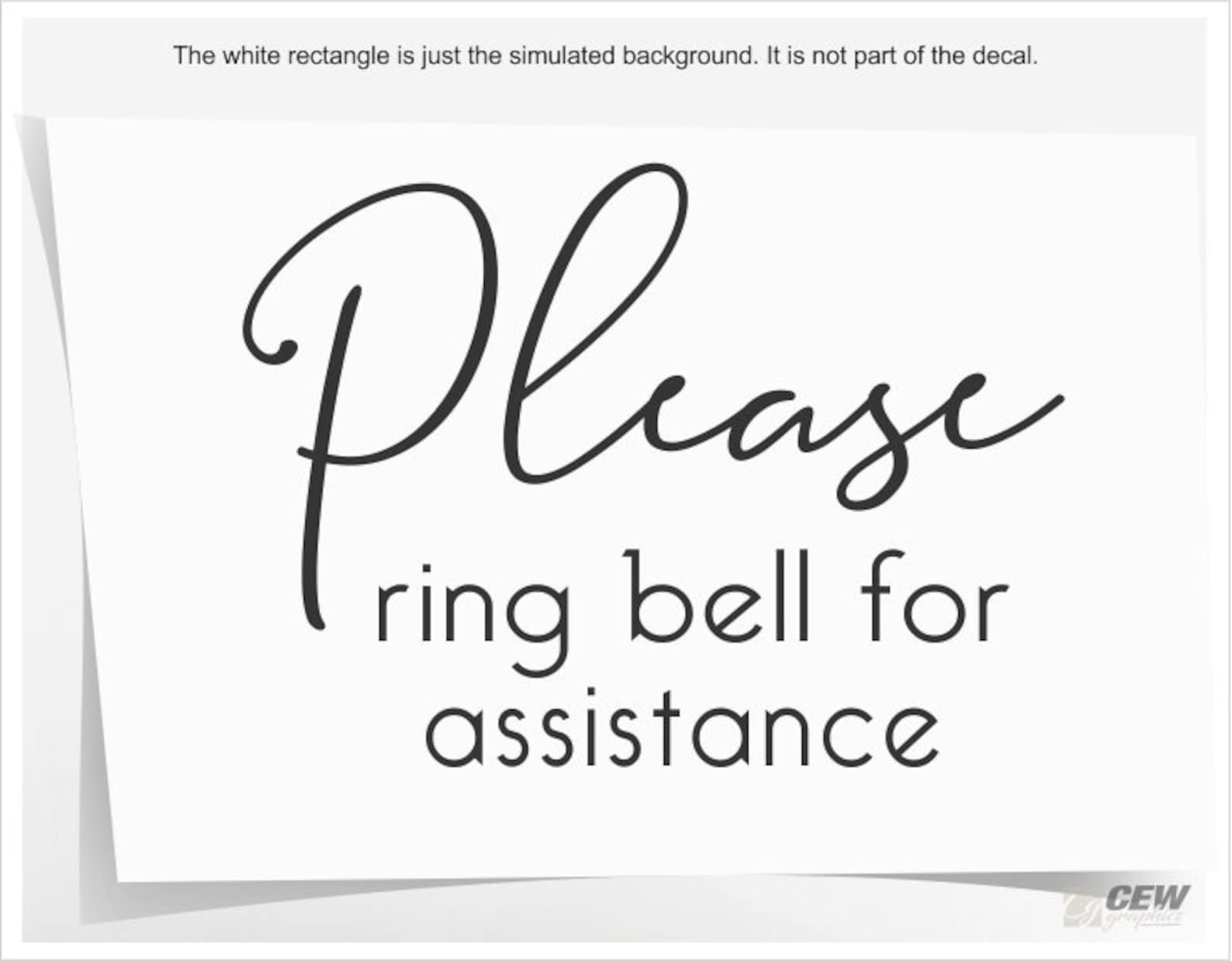 Please Ring Bell for Assistance Decal With Arrow, Ring Service Bell ...