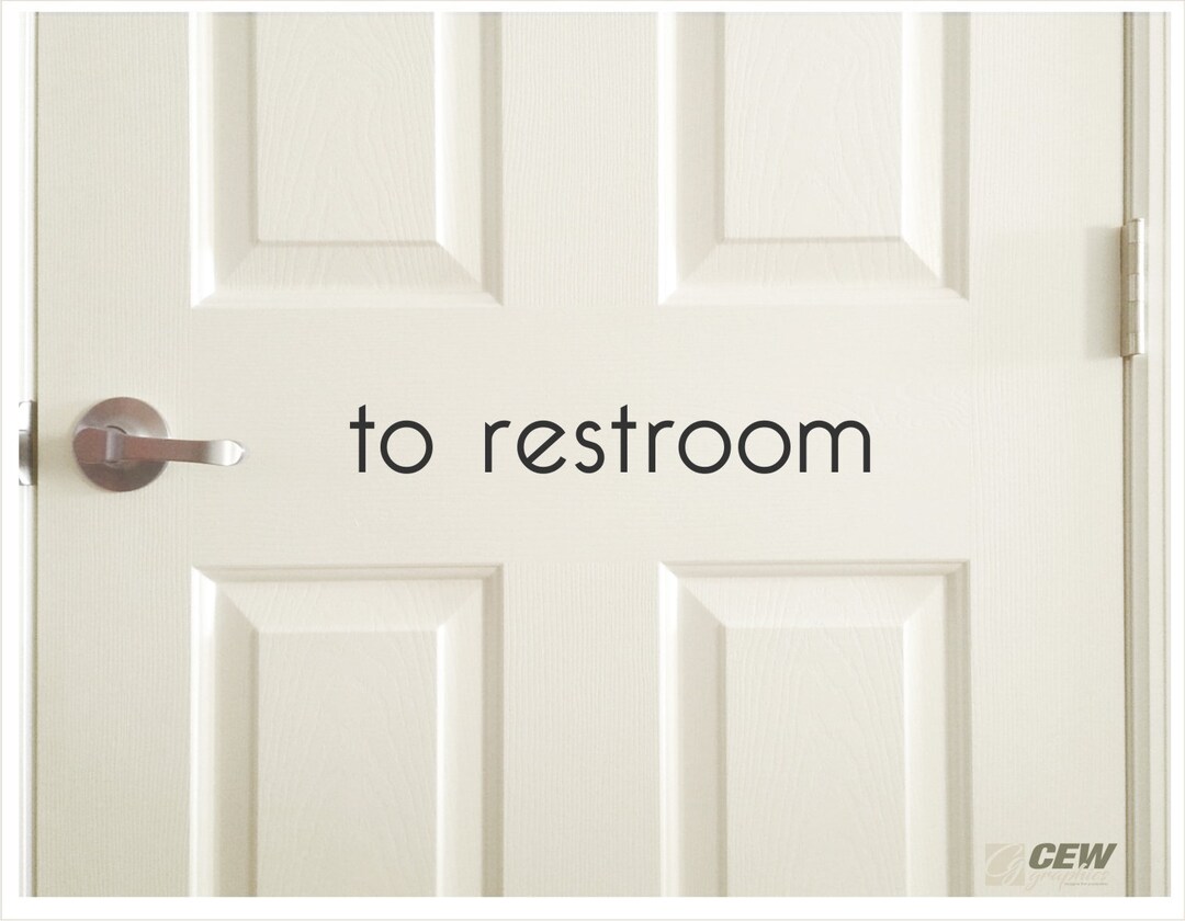 To Restroom Decal, Office Bathroom Door Vinyl Decal, Directional ...