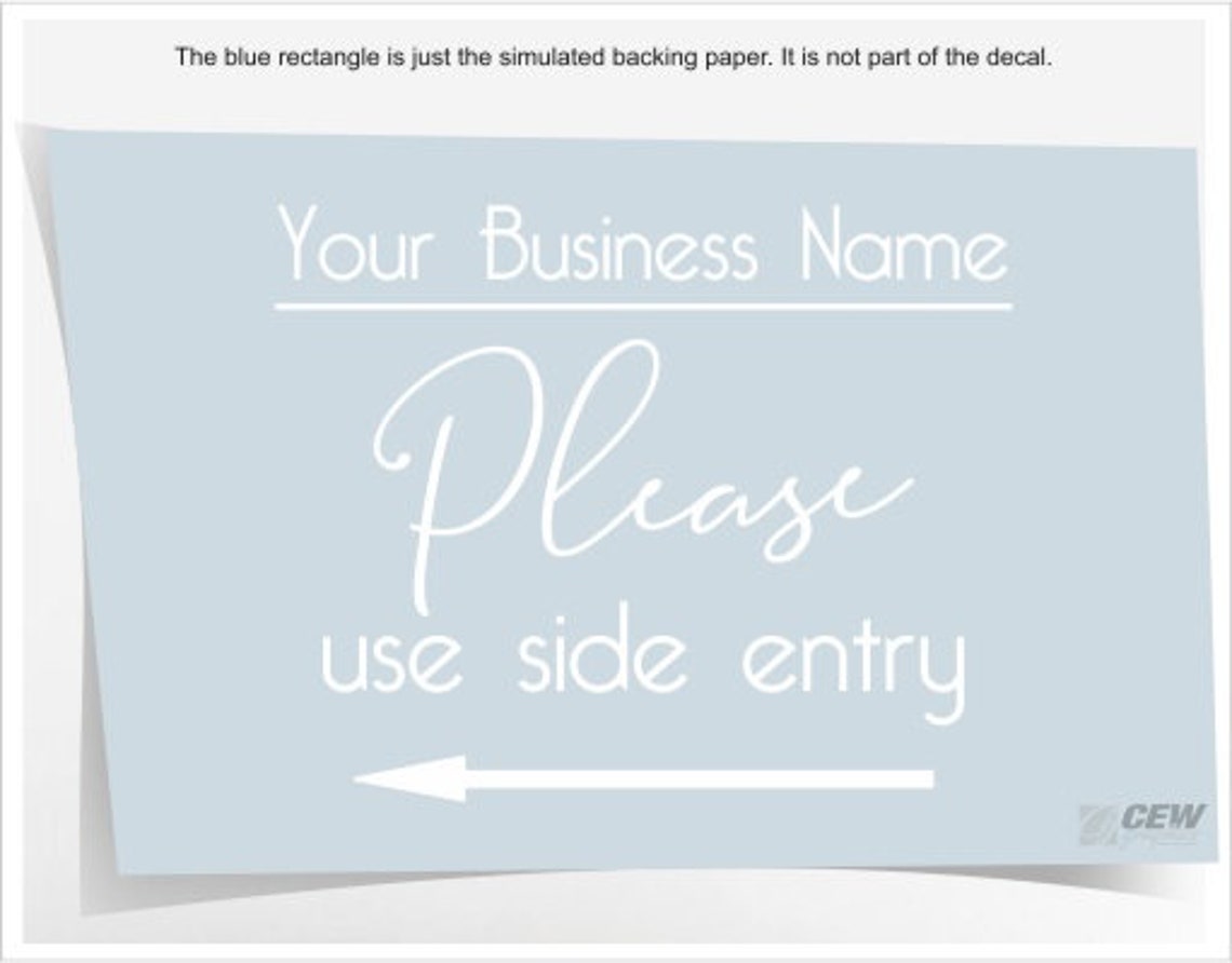 Please Use Side Entry Door Decal With Arrow, Business Name Vinyl ...