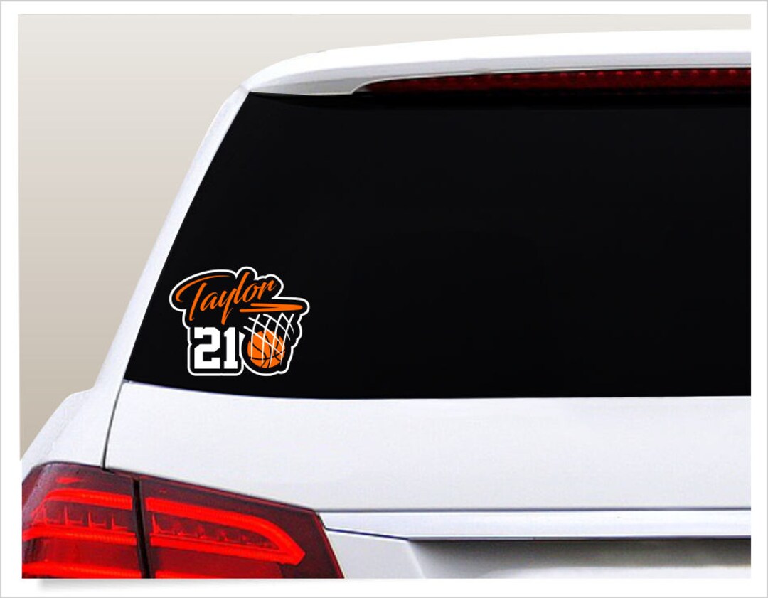 Basketball Decal Car Vinyl With Childs Name and Number, Basketball ...