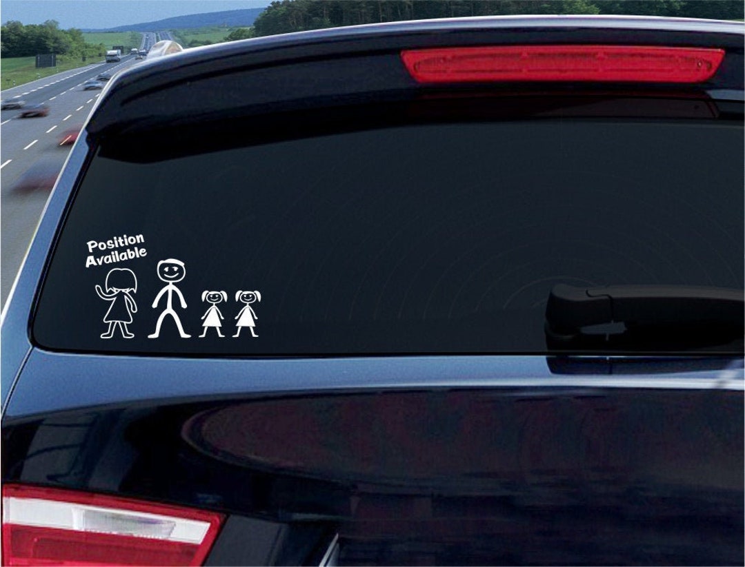 Dad and Two Daughters Stick Figure Decal, Single Father Car Sticker ...