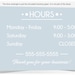 Store Hours Decal, Hours of Operation Sticker, Business Hours Door ...