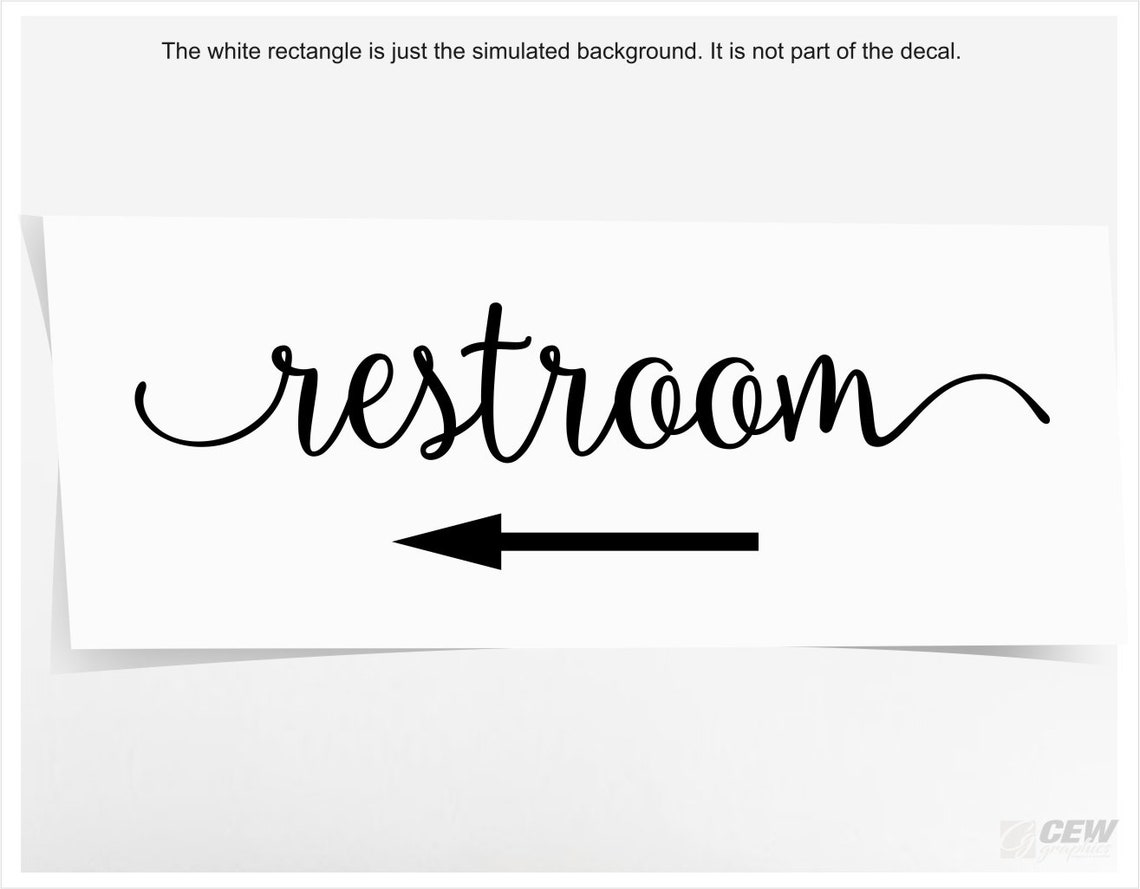 Restroom Decal With Arrow Bathroom Door Vinyl Decal | Etsy