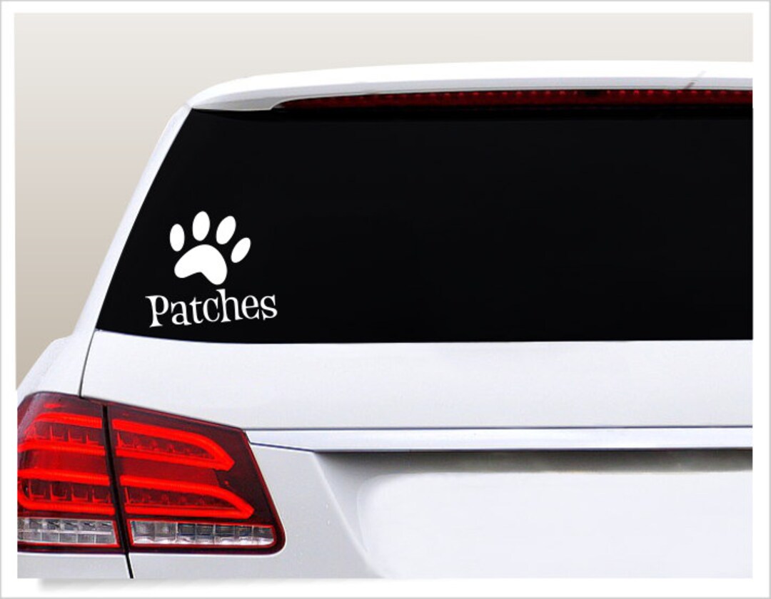 Custom Dog Name Car Decal, Personalized Paw Print Sticker, Puppy Car ...