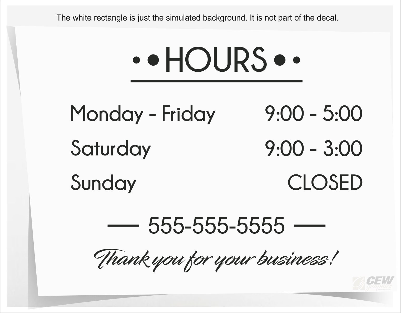 Store Hours Decal, Hours of Operation Sticker, Business Hours Door ...