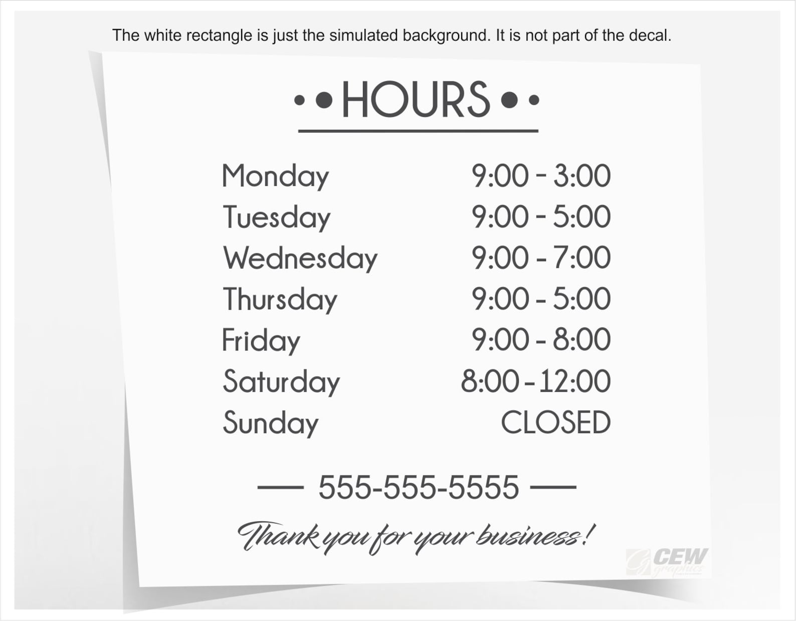 Store Hour Decal Business Hours Door Sticker Hours of | Etsy