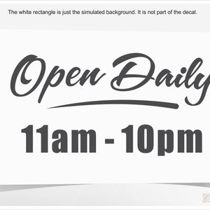 Open Daily Store Hours Decal, Hours of Operation Sticker, Business ...