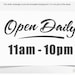 Open Daily Store Hours Decal, Hours of Operation Sticker, Business ...