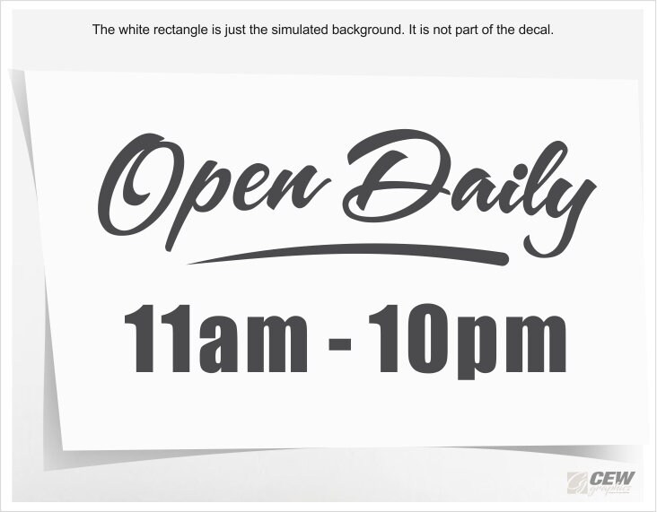 Open Daily Store Hours Decal, Hours of Operation Sticker, Business ...