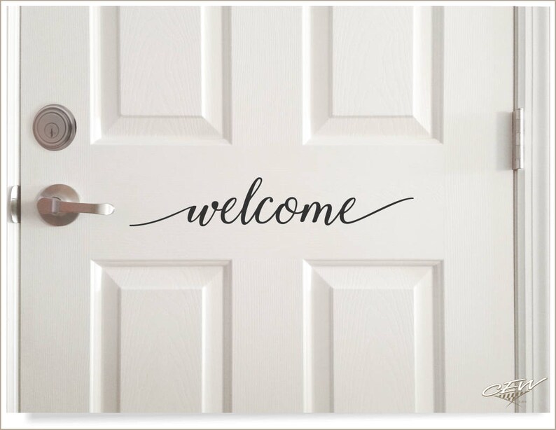 Welcome door decal front door decor cute welcome sticker | Etsy