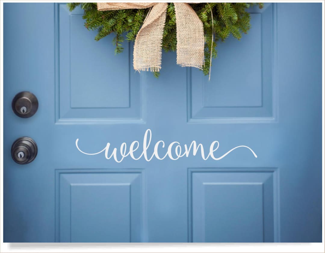 Front Door Welcome Decal, Cute Welcome Sticker Greeting for Home, House ...