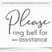 Please Ring Bell for Assistance Decal With Arrow, Ring Service Bell ...