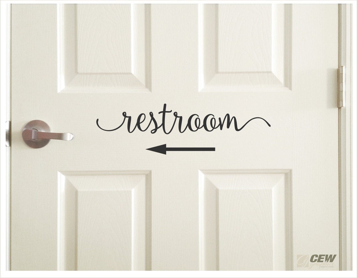 Restroom Decal With Arrow Bathroom Door Vinyl Decal - Etsy