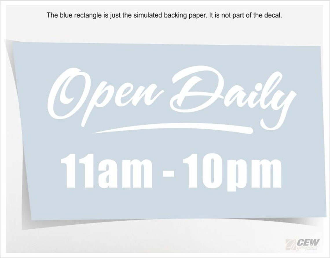 Open Daily Store Hours Decal Hours of Operation Sticker - Etsy