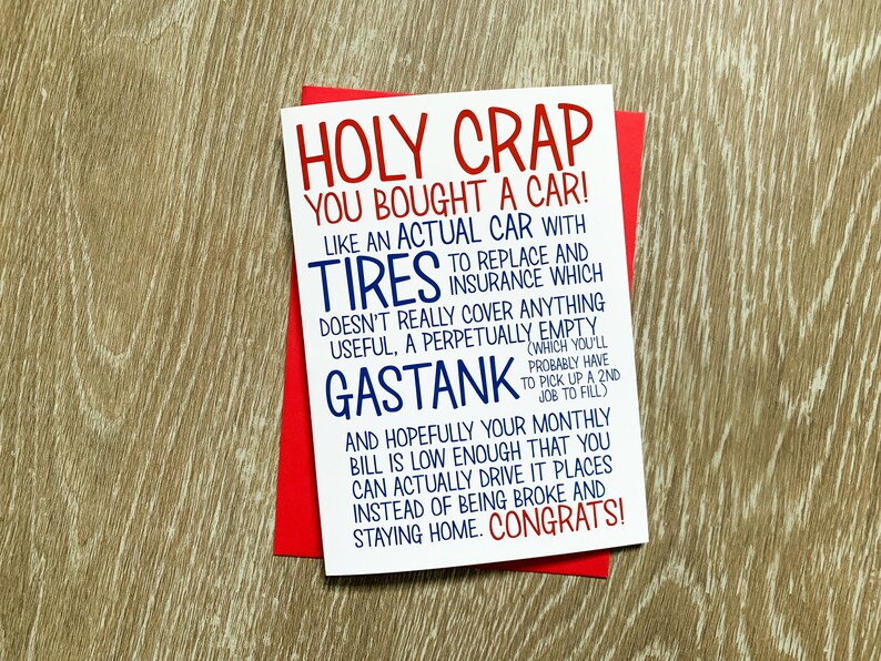 Funny Handmade Congrats New Car Card By Stonedonut Shop Etsy