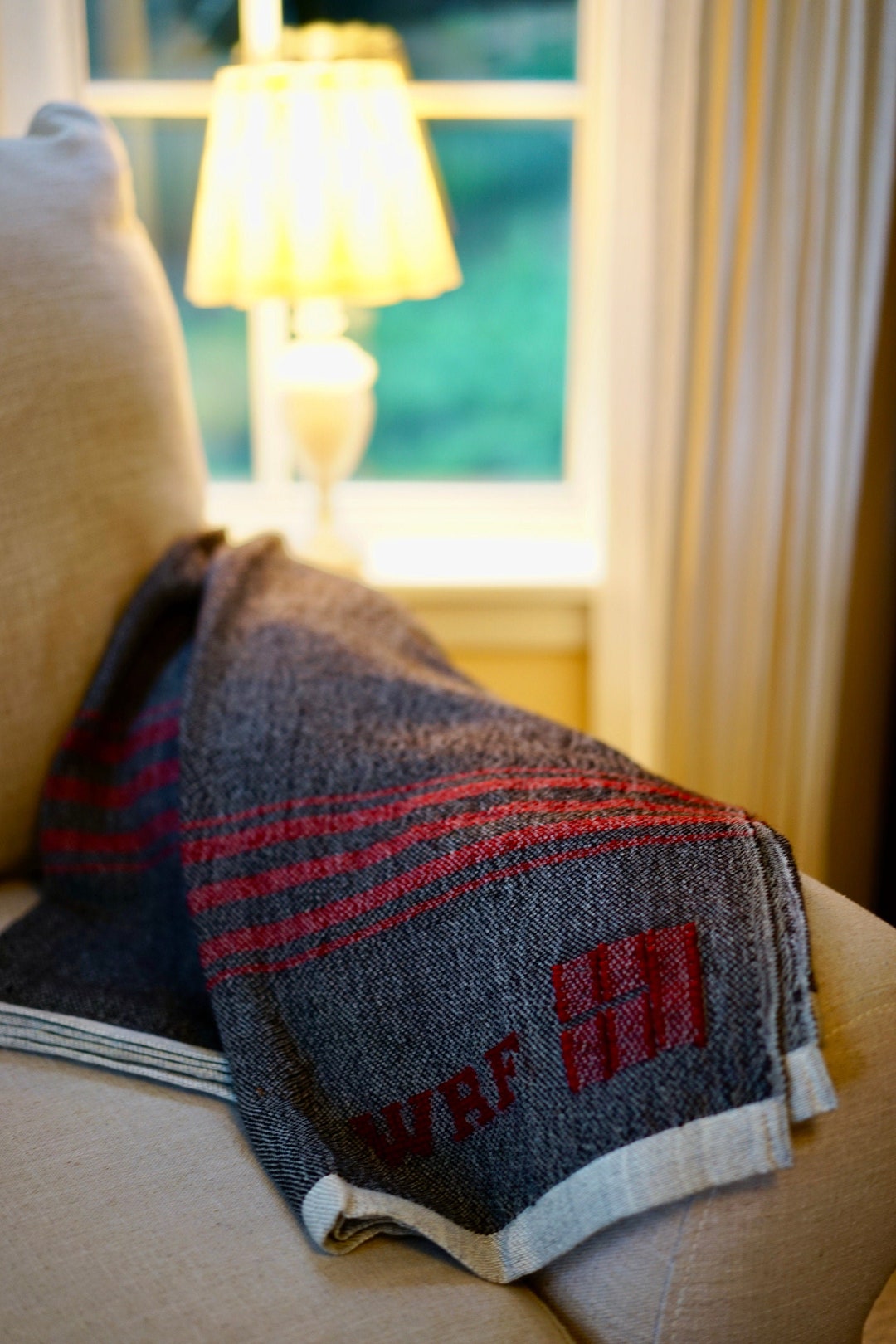 Throw -handwoven Black Throw With Cranberry Stripes #51 #70 #71 #82 #88 ...