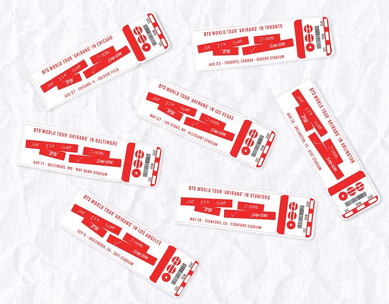 BTS World Tour 'arirang' Concert Tickets- Vinyl Stickers - Etsy