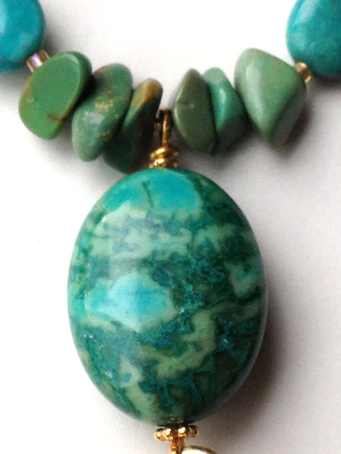 Tusk Necklace, Boho Necklace, Semi-precious Beads, Turquoise, Jasper ...