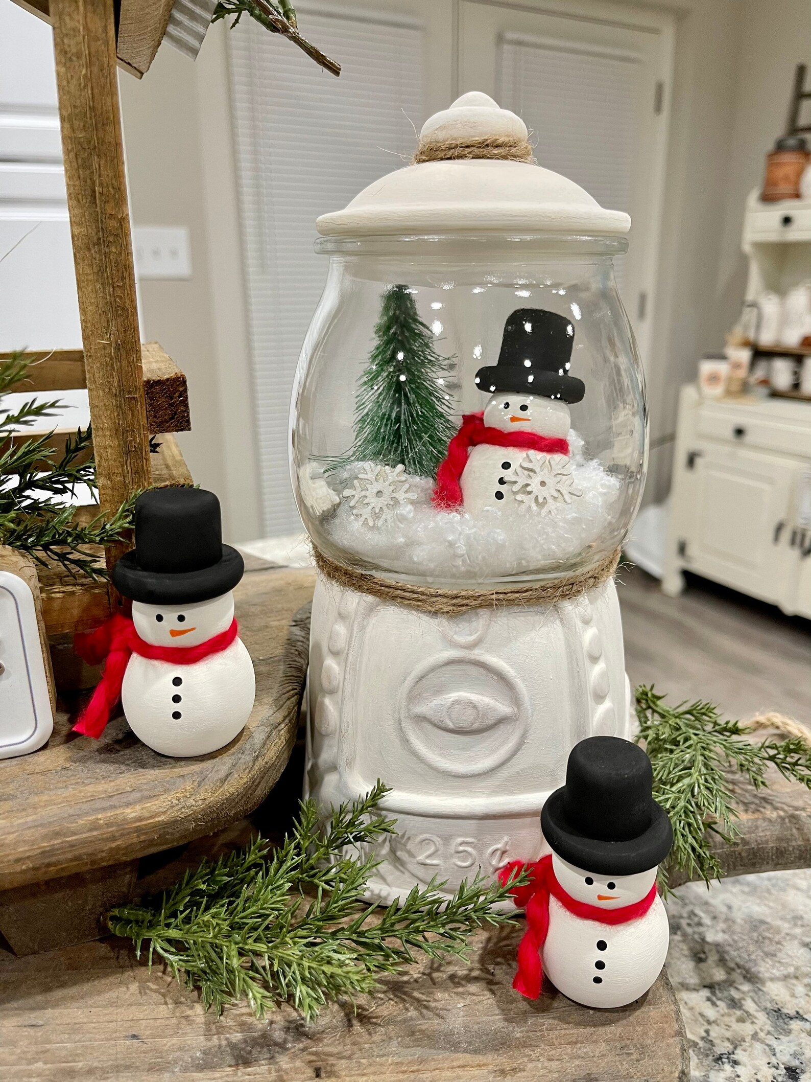 Set of 3 Hand Painted Wood Snowmen Figures - Etsy