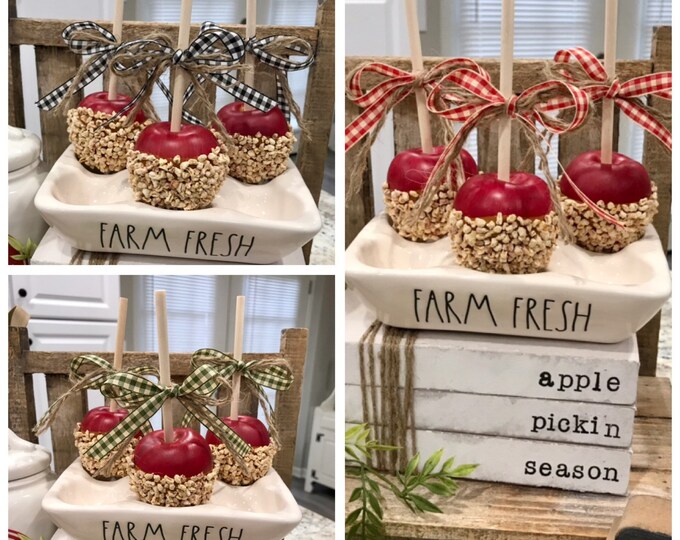 Ready to Ship!!!! Set of 3 MINI Red Caramel Apples With Faux Nuts and ...