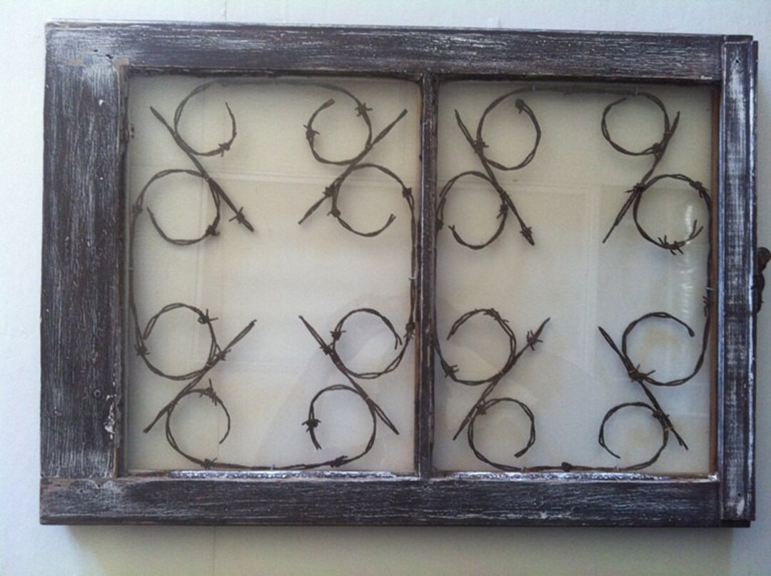 Double Cloverleaf, Hand Crafted, Wall Hanging, Barbed Wire, Antique ...