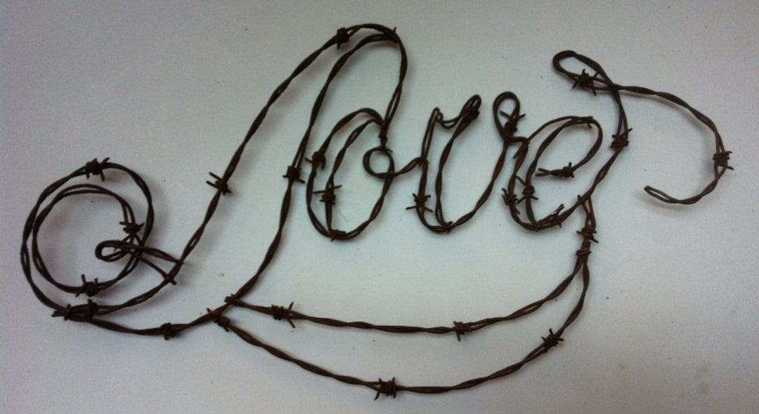 LOVE, Wire Art, Barbed Wire, Wall Hanging, Wire Monogram, Wire ...