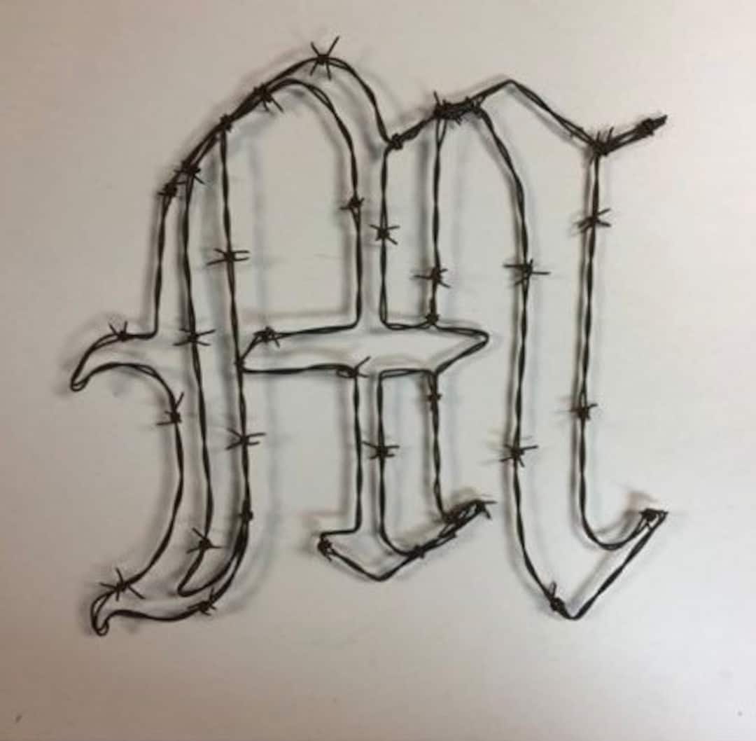 M, Initial, Old English, Barbed Wire Art, Metal Art, Homedecor ...