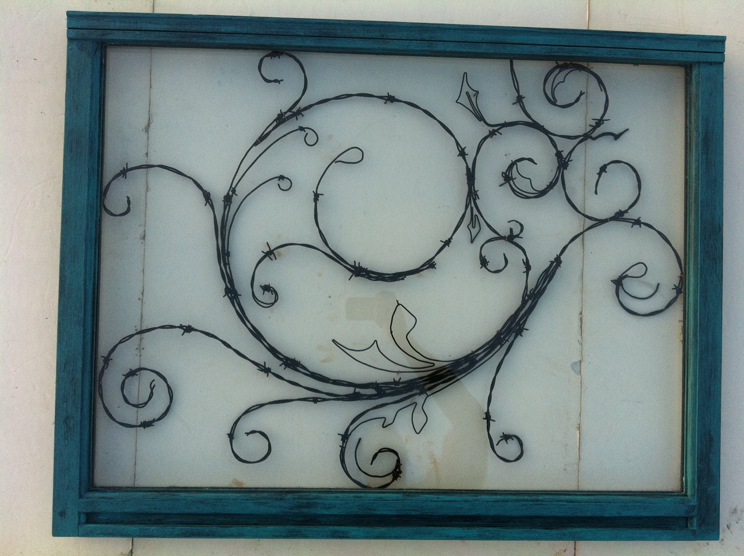 The Swirl, Barbed Wire, Hand Painted, Hand Design, Turquoise, Old ...