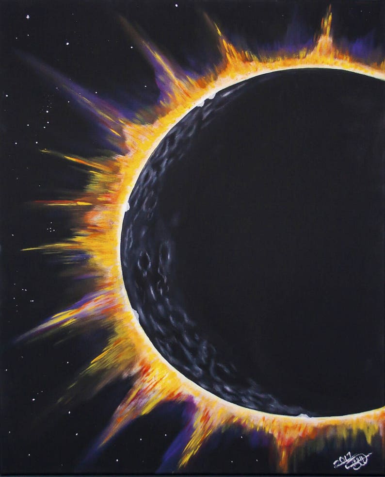 6x6 Custom Eclipse Art, Solar Eclipse Painting, Paintings, Path to ...