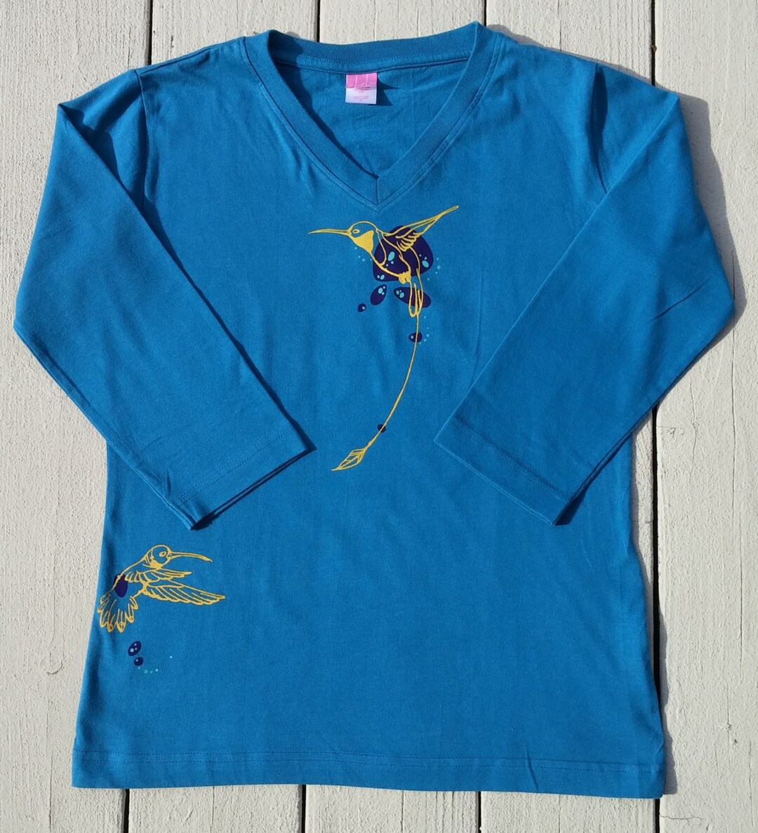 Women's 3/4 Length Sleeve Hummingbird Tee-shirt - Etsy
